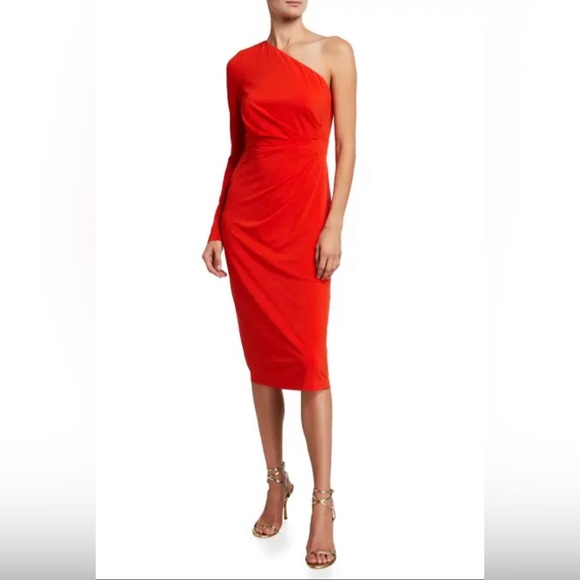 Halston Heritage | Dresses | Halston Red Midi Dress | Poshmark